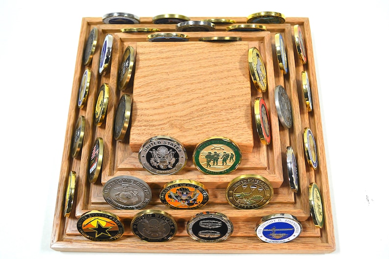 Military Challenge Coin Display Case "lazy Susan"-style, Cherry Oak or ...