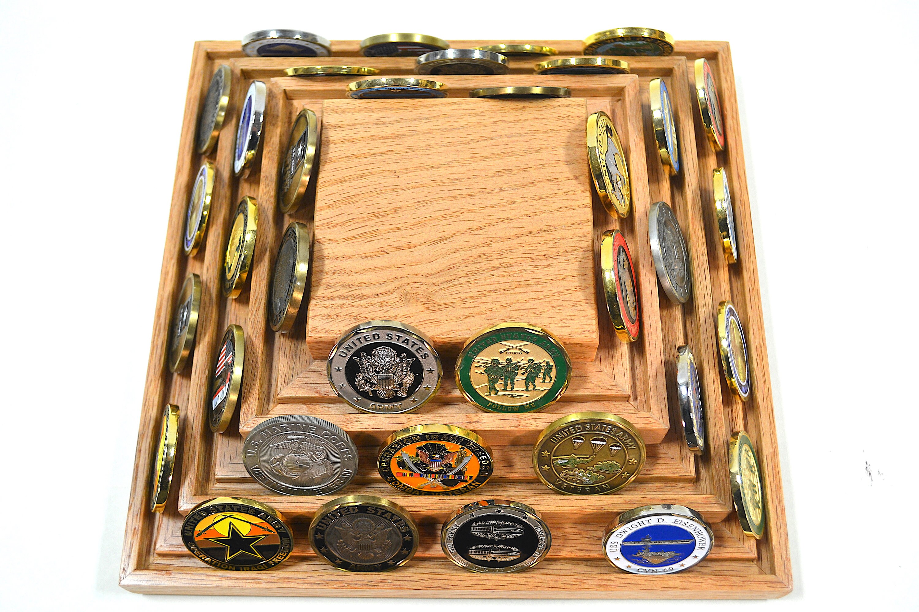 Military Challenge Coin Display Case "lazy Susan"-style, Cherry Oak or ...