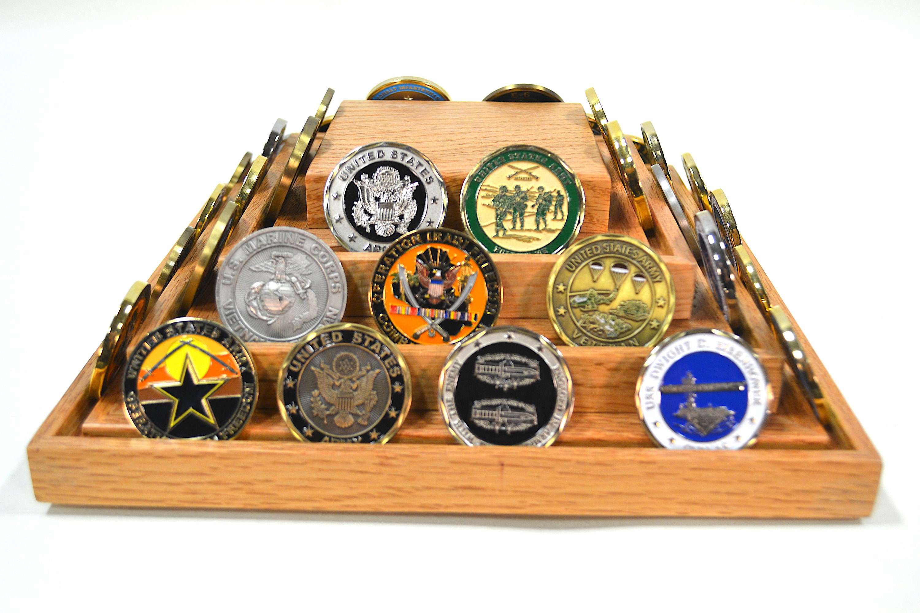 Military Challenge Coin Display Case "lazy Susan"-style, Cherry Oak or ...
