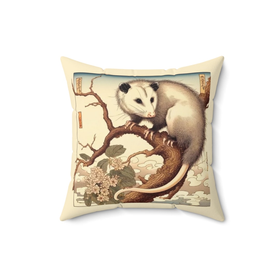 Opossum Pillow, Square Possum Couch Pillow, Decorative Possum Pillow ...
