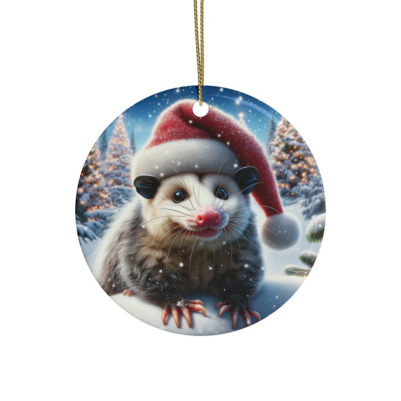 Santa Opossum Ceramic Christmas Ornament, Cute Holiday Possum Tree ...