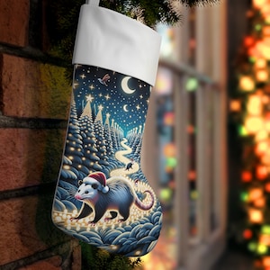 Opossum Holiday Stocking, Festive Opossum Christmas Decor, Santa ...