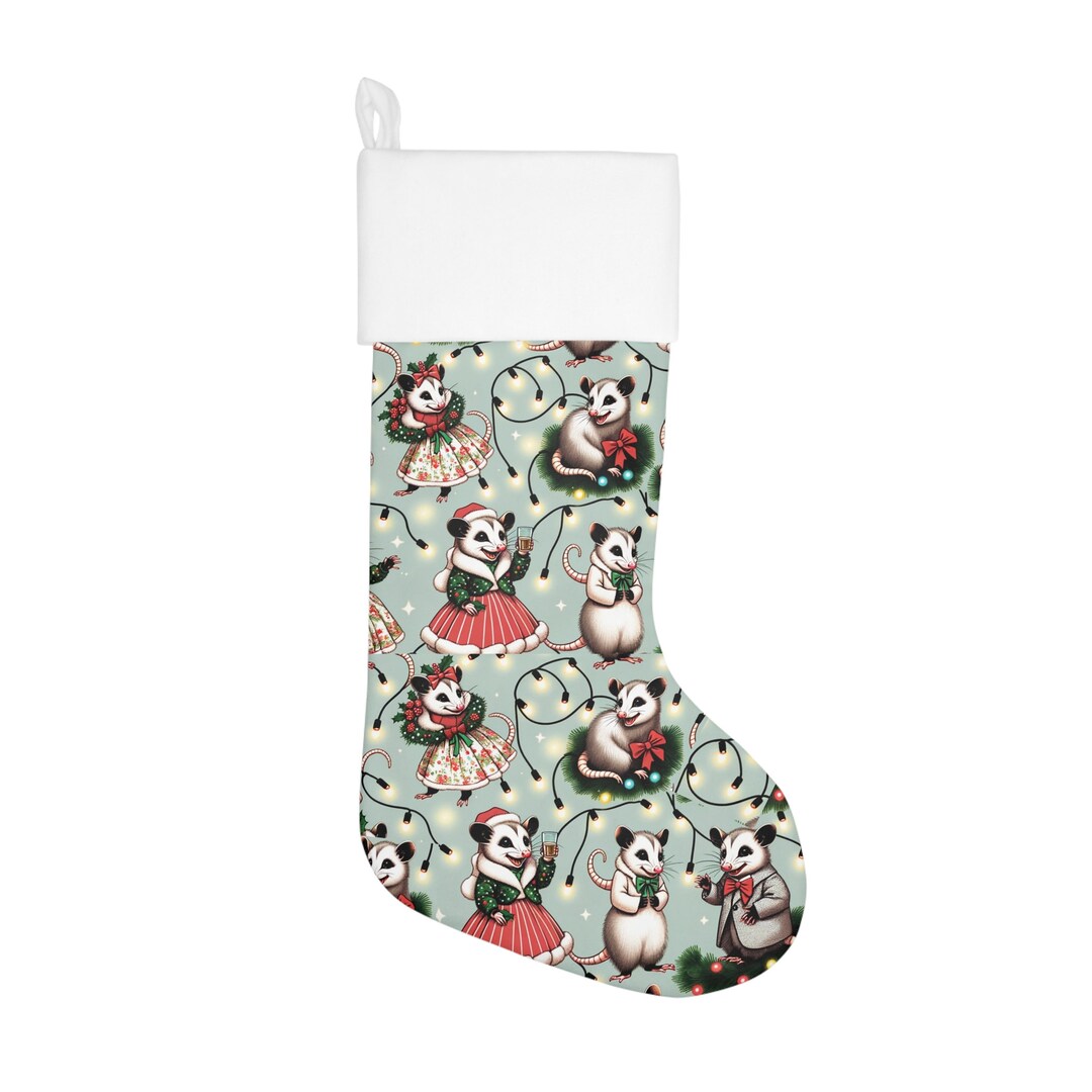 Opossum Holiday Stocking, Possum Party, Festive Possums, Xmas Opossum ...