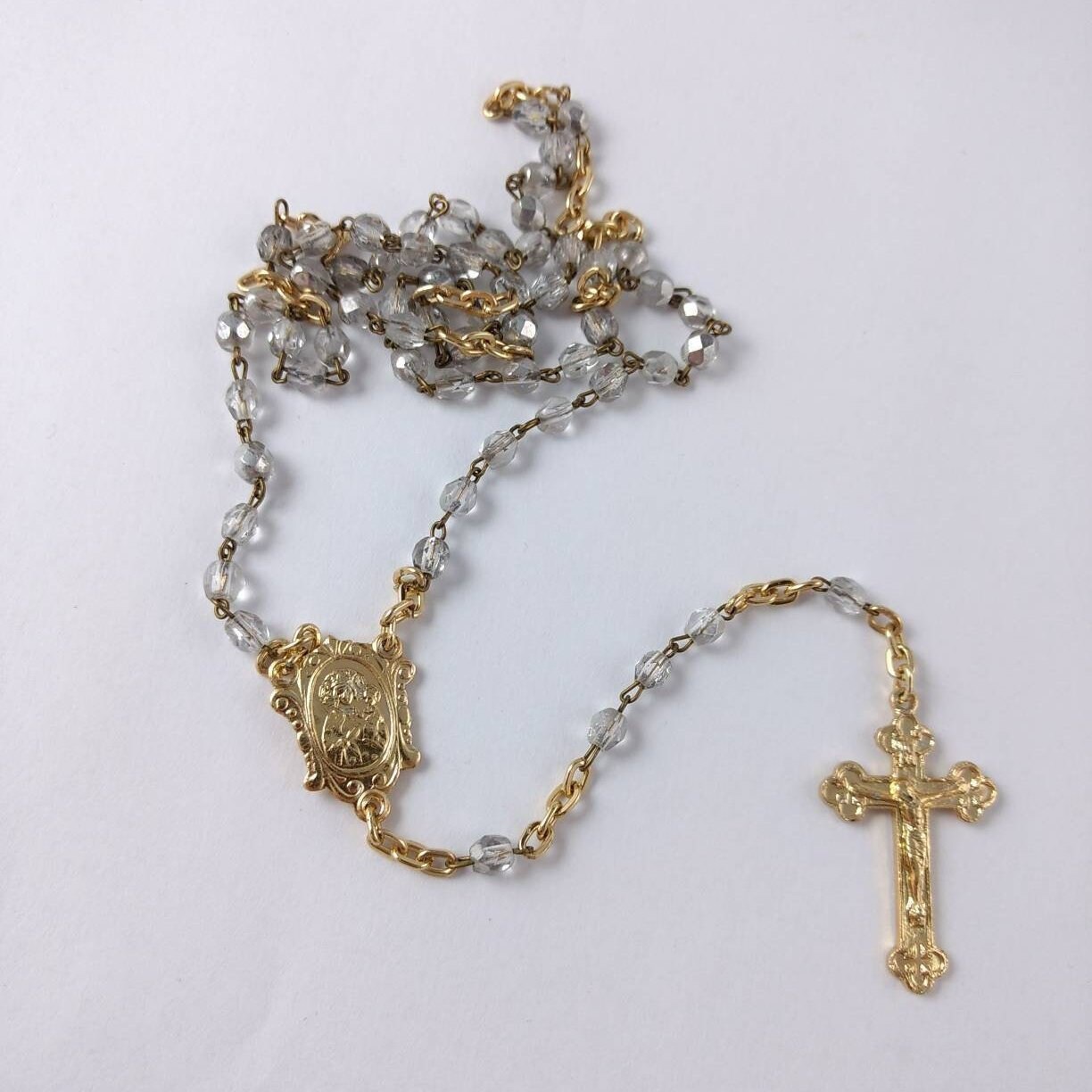 Rosary Necklace With Gold Prayer Beads Vintage Rosery Rosary Beads ...