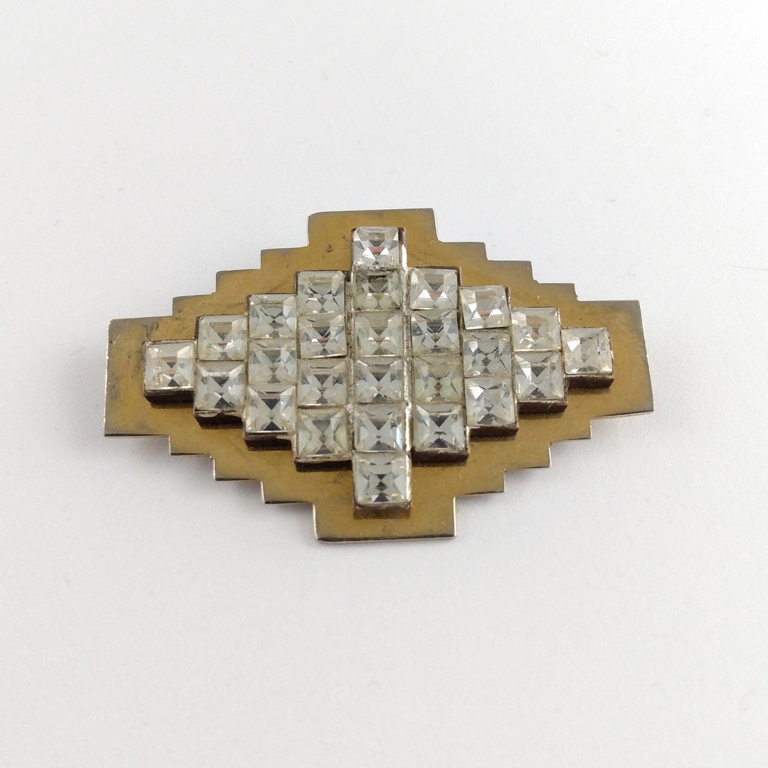 Art Deco Brooche - Vintage Jewelry - Goldtone Metal - Mid Modern - Etsy