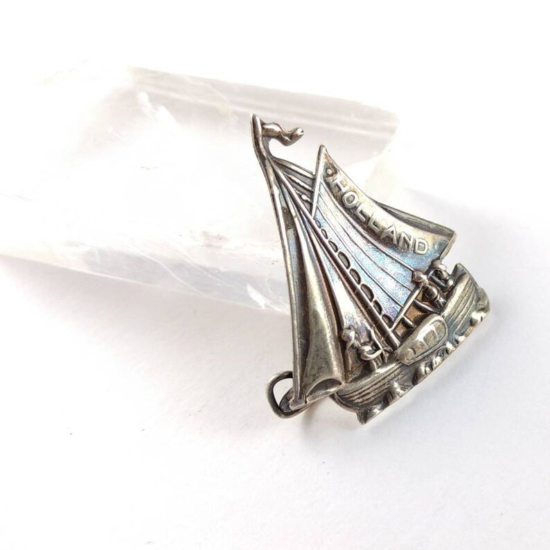 Boat Brooch Sterling Silver Holland Sail Boat Antique - Etsy