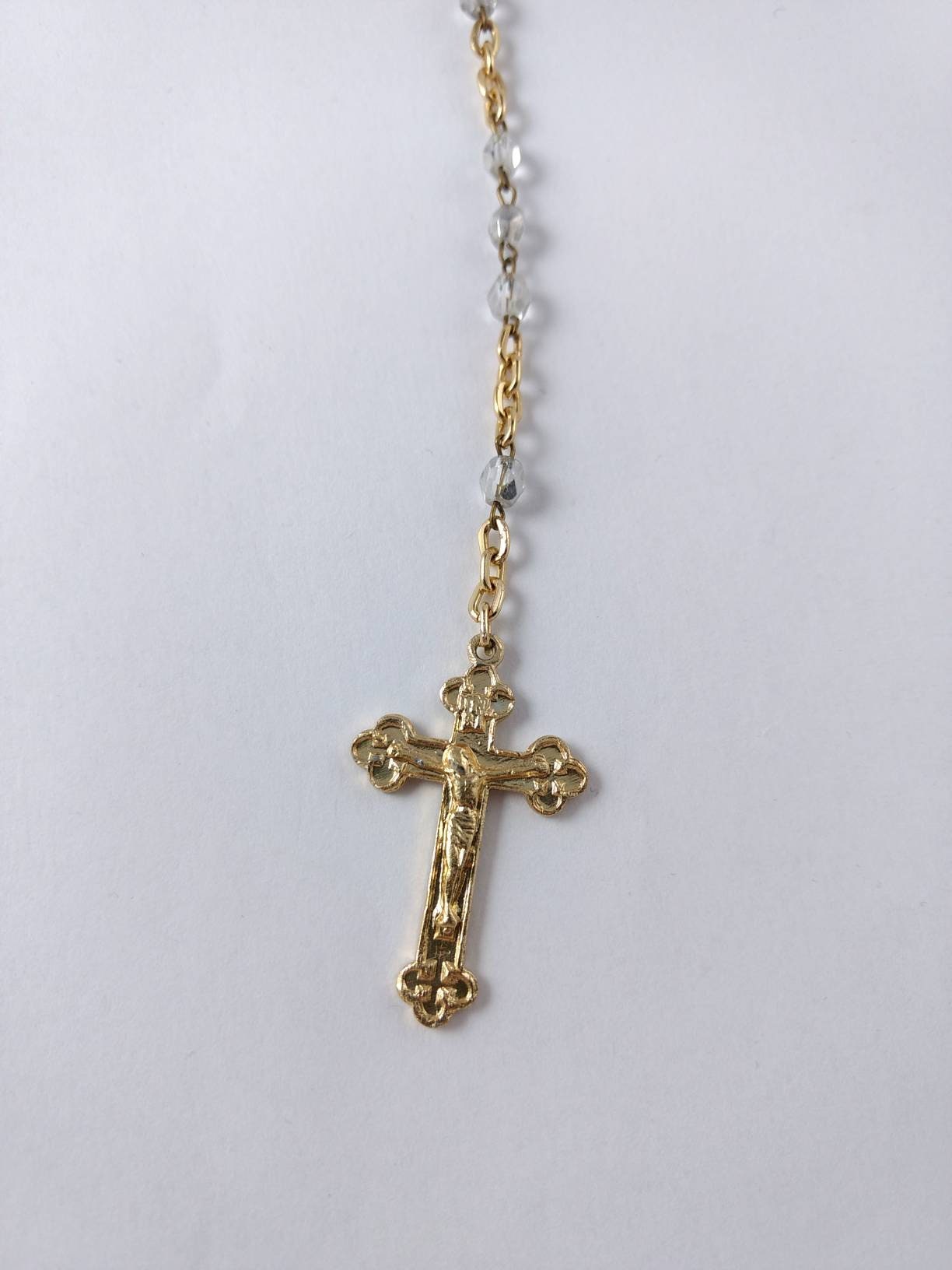 Rosary Necklace With Gold Prayer Beads Vintage Rosery Rosary Beads ...