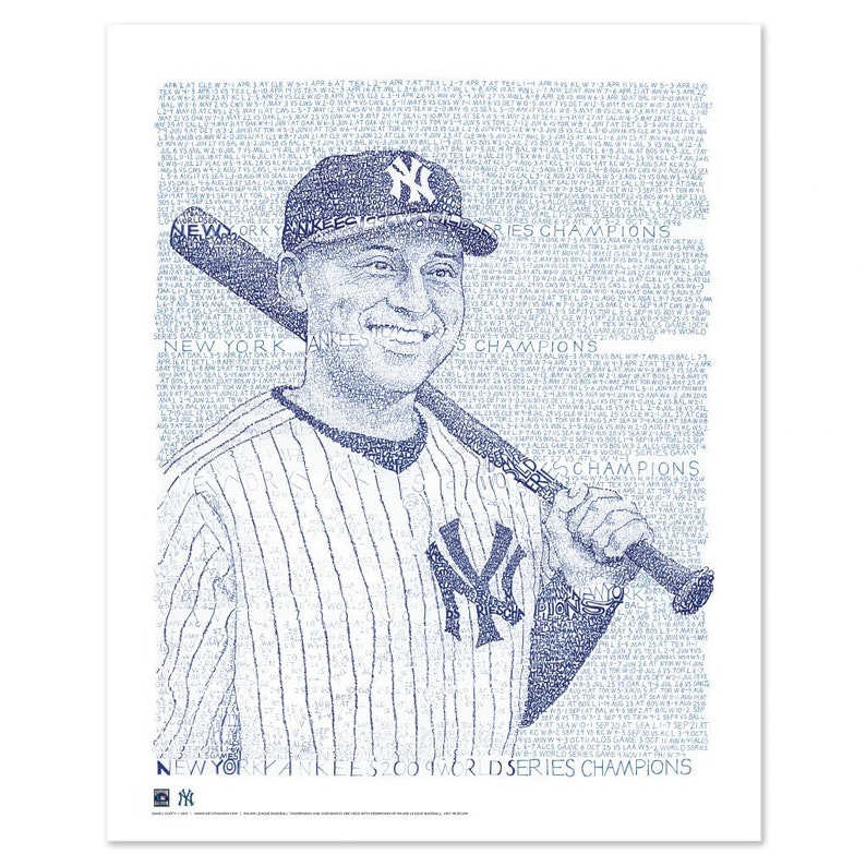 Derek Jeter Word Art - Handwritten With Every Score From Five World ...