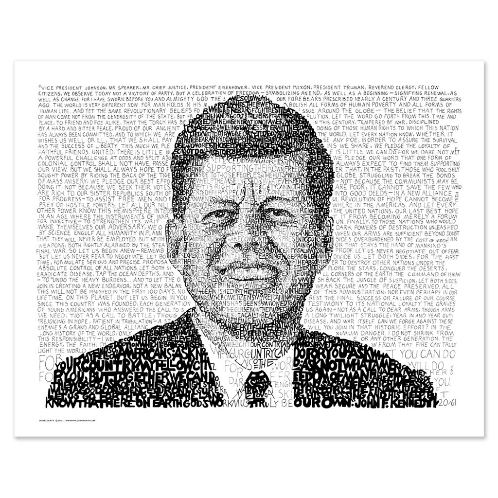 John F. Kennedy Word Art Wall Art FREE Shipping | Etsy