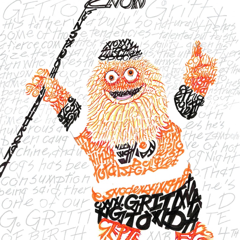 Gritty Word Art Handwritten With His Origin Story 16x20 | Etsy