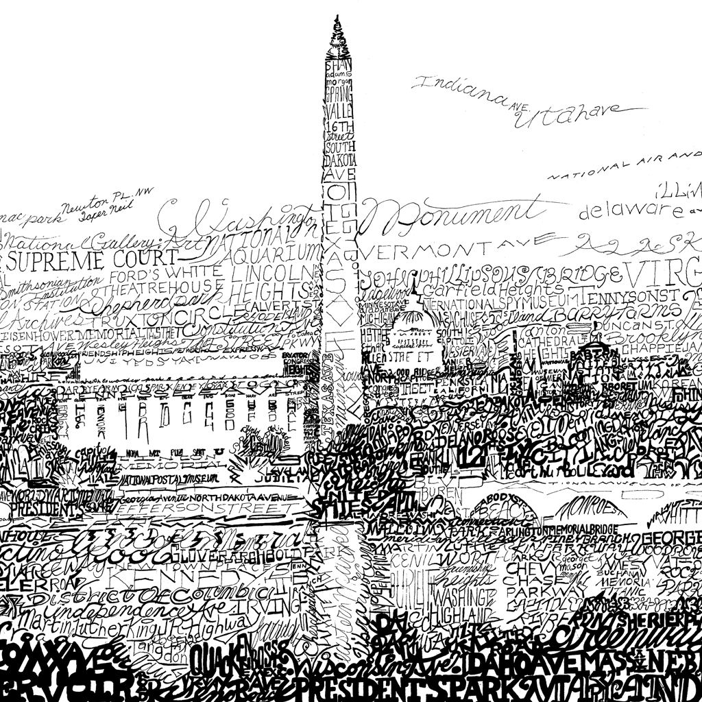 Washington D.C. Skyline Word Art - FREE Shipping - 16"x20" - Washington ...