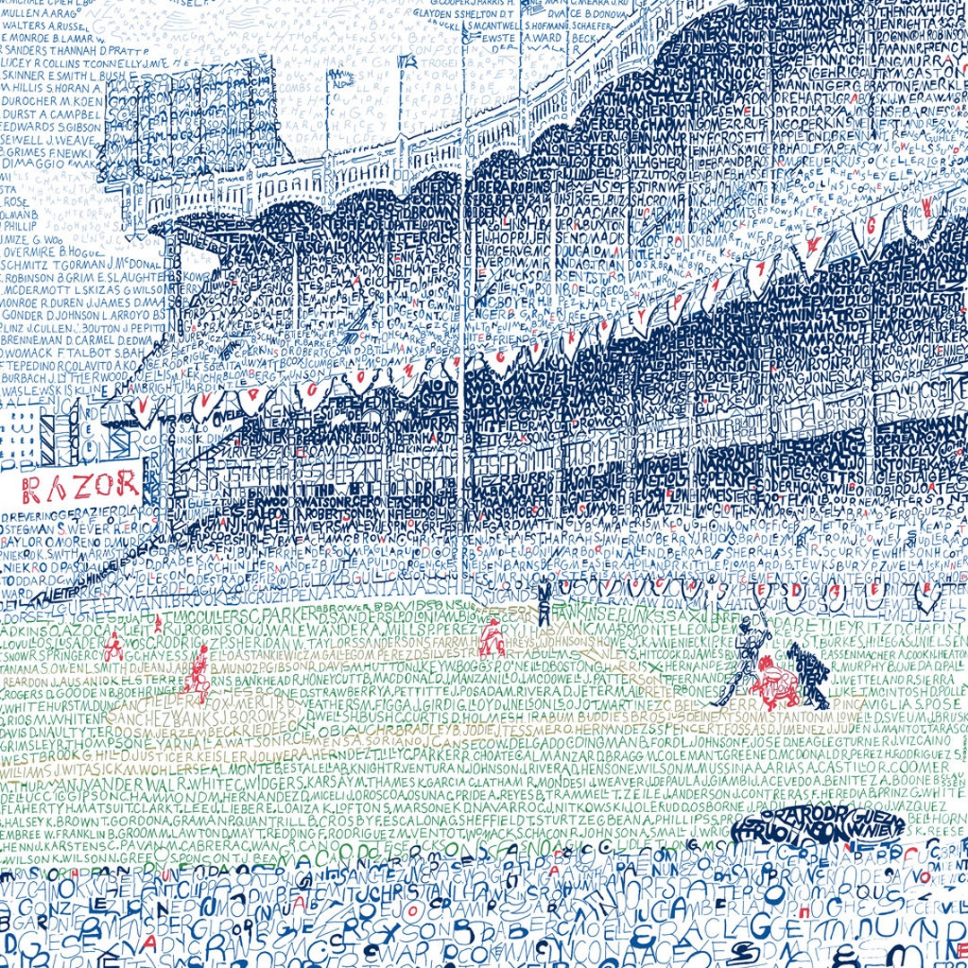 New York Yankees - Yankee Stadium Word Art Print - EVERY YANKEE EVER ...
