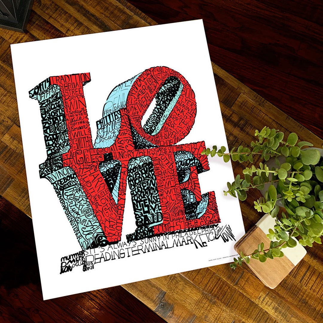 LOVE Park Word Art Philadelphia Art FREE Shipping - Etsy