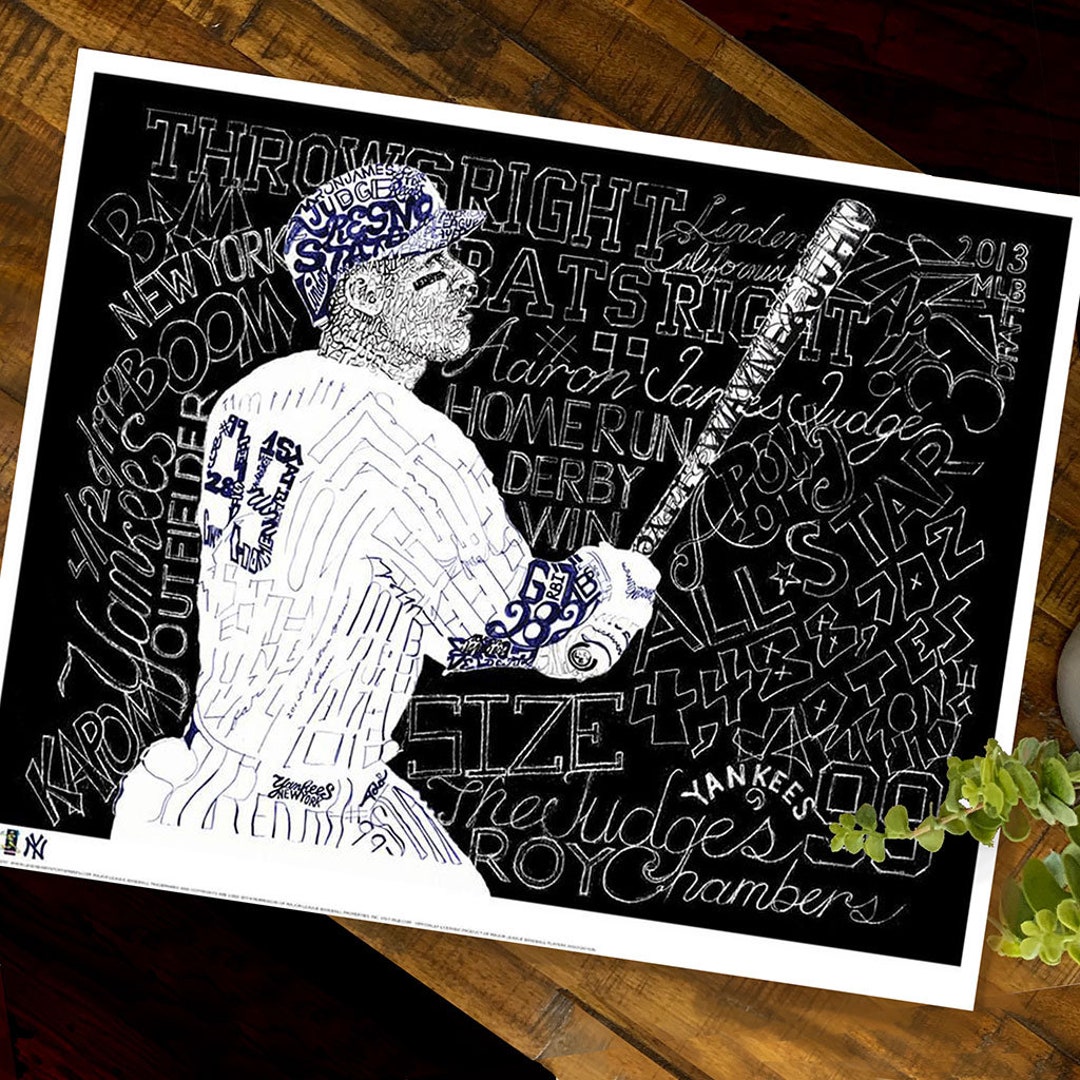 New York Yankees Aaron Judge Word Art Print Handwritten With His Player ...