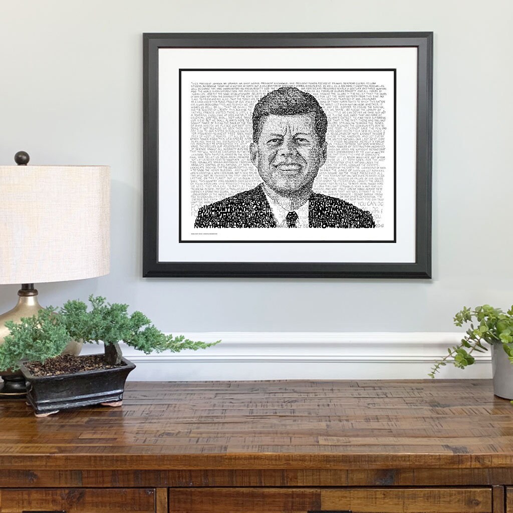 John F. Kennedy Word Art - Wall Art - FREE Shipping - 16"x20 ...