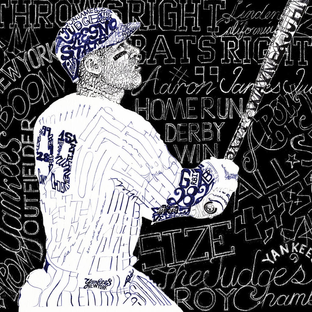 New York Yankees Aaron Judge Word Art Print - Handwritten With His ...