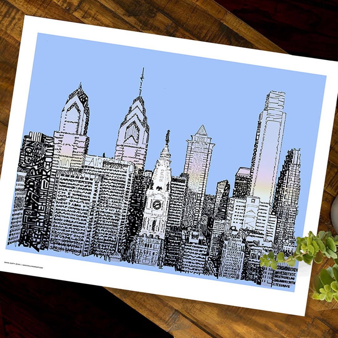 Philadelphia Skyline Word Art FREE Shipping - Etsy