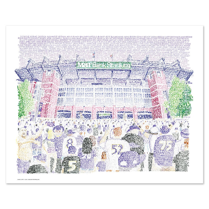 M&T Bank Stadium Word Art - Handwritten With the Names of Every Raven ...