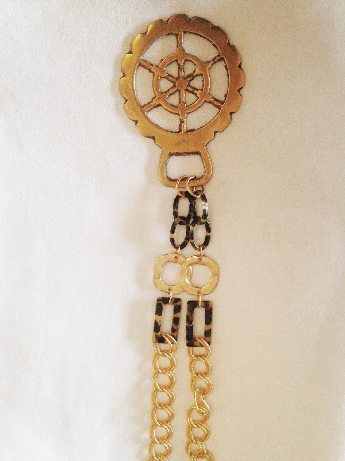 Vintage Brass Ship's Wheel Medallion Necklacehope - Etsy