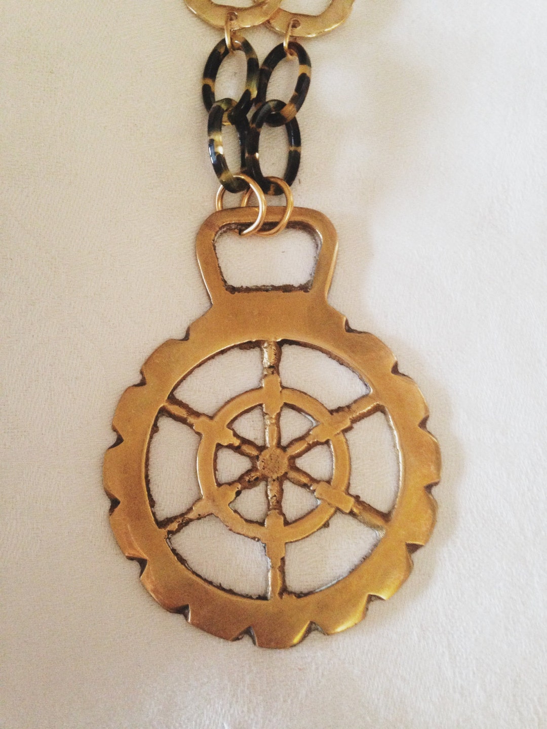 Vintage Brass Ship's Wheel Medallion Necklace--hope - Etsy