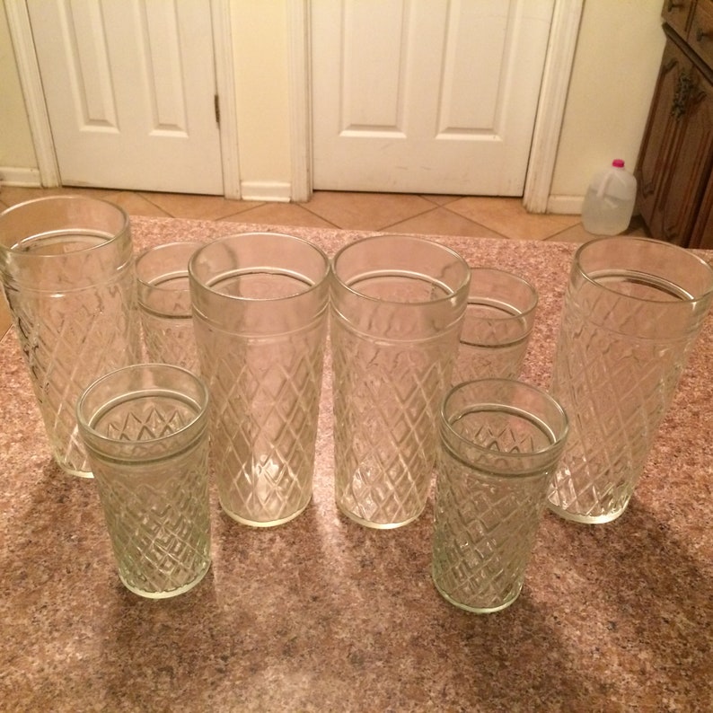 Vintage Thick Diamond Drinking Goblets - Etsy