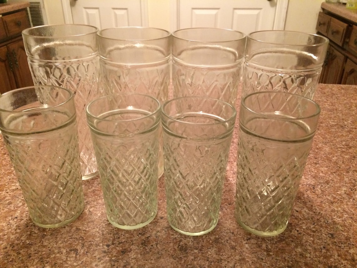 Vintage Thick Diamond Drinking Goblets - Etsy