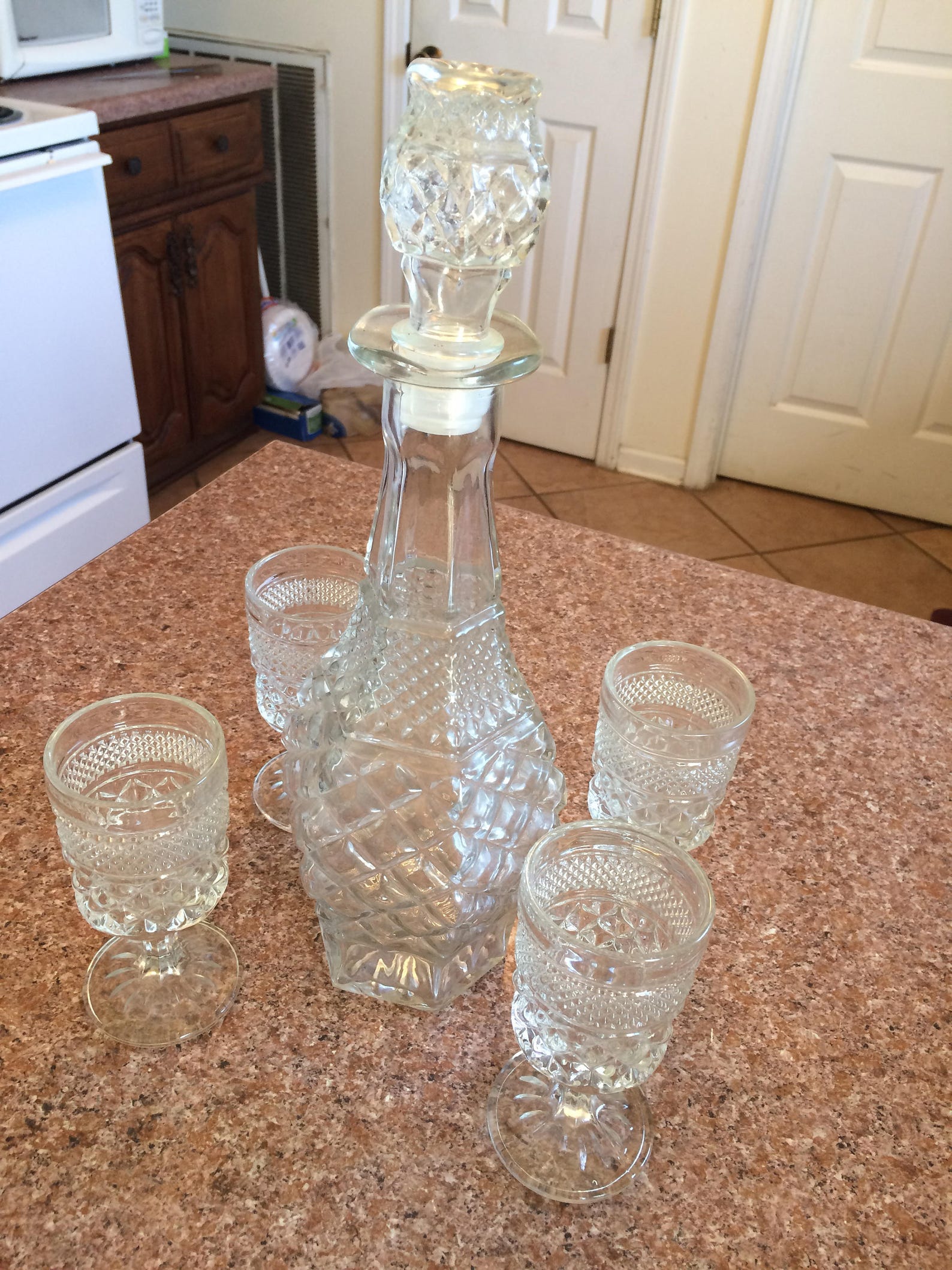 Vtg Crystal Clear Wexford Diamond Cut Anchor and Hocking Wine Glasses ...