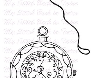 Pocket watch drawing | Etsy