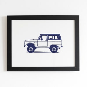 Ford Bronco Print, Blue Bronco Side View, Vintage Car Art, Minimalist ...