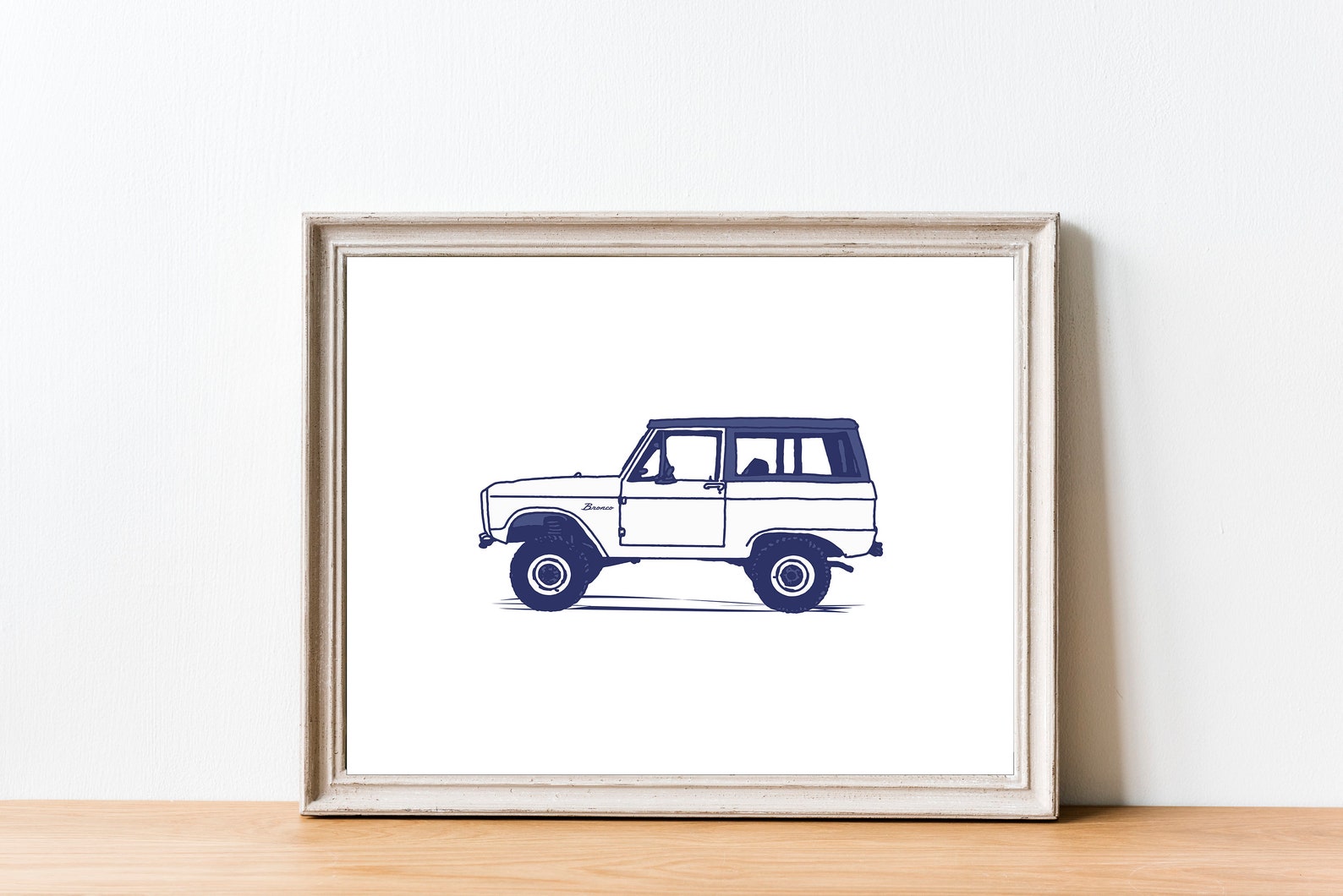 Ford Bronco Print, Blue Bronco Side View, Vintage Car Art, Minimalist ...