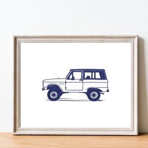Ford Bronco Print, Blue Bronco Side View, Vintage Car Art, Minimalist ...