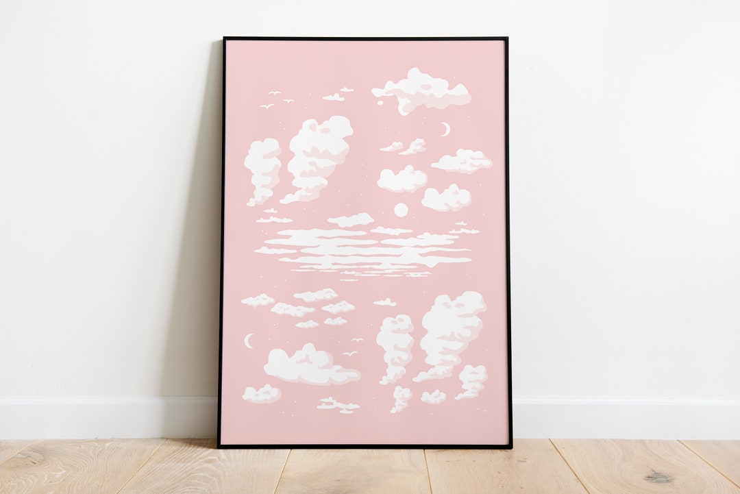 Pink Clouds Poster Coquette Room Decor Kids Bedroom Decor Printable ...