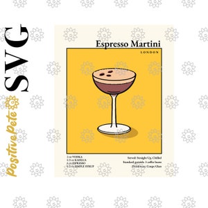 Espresso Martini Print - Cocktail Poster SVG - Drink Wall Decor Poster ...