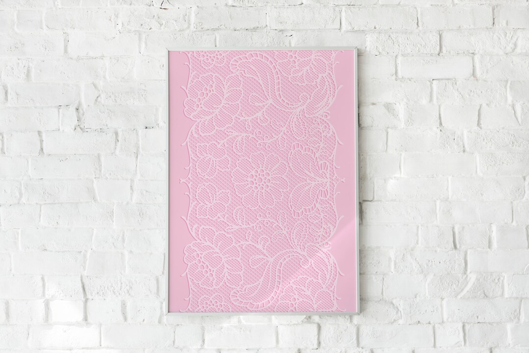 Pink Lace Print Pink Aesthetic Wall Art Soft Pink Printable Home Decor ...