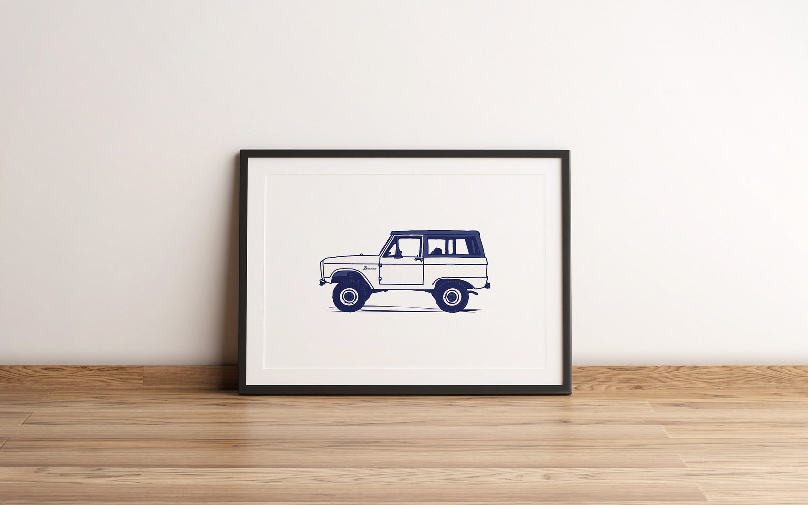 Ford Bronco Print, Blue Bronco Side View, Vintage Car Art, Minimalist ...