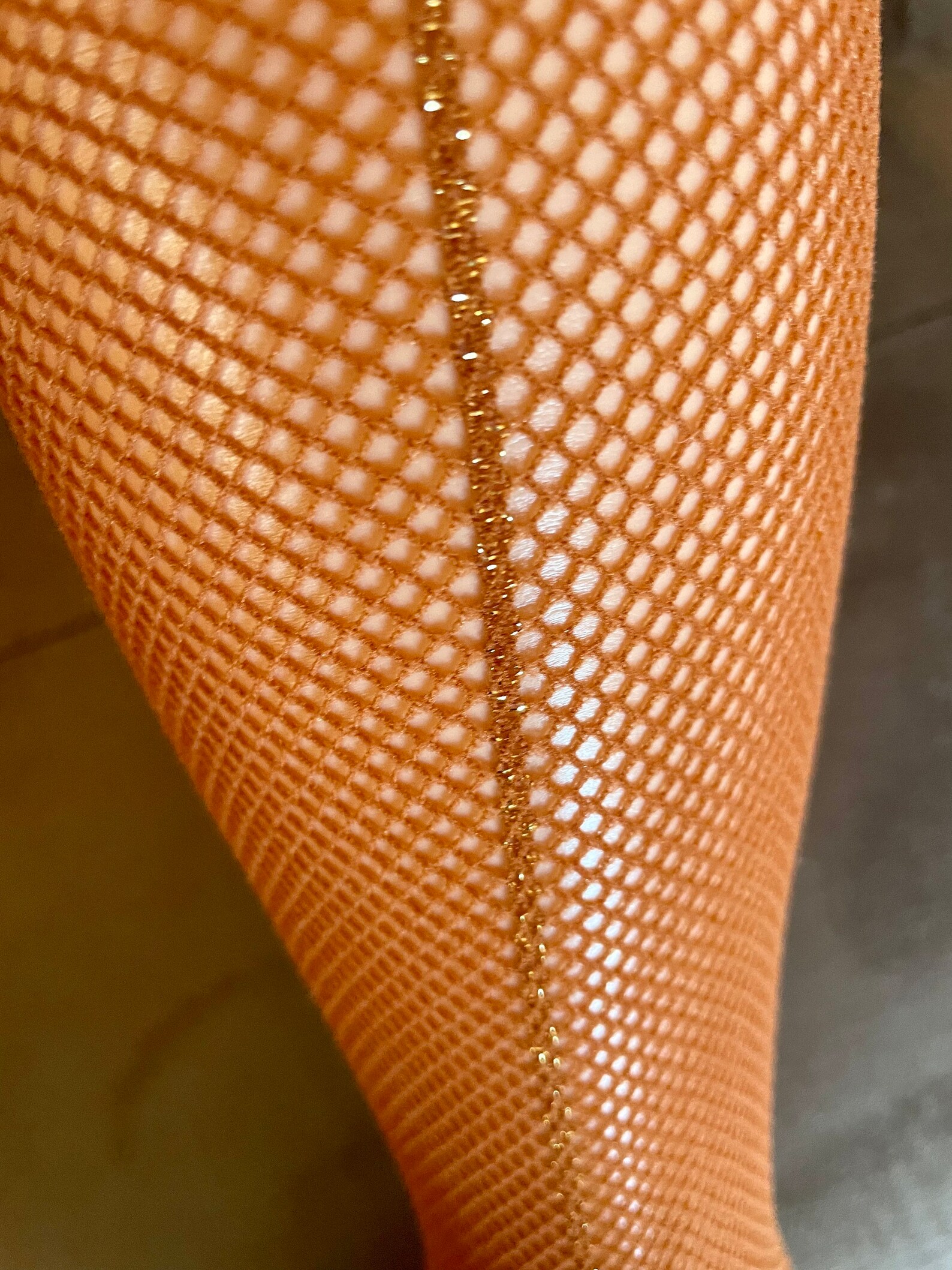 Gold Lurex Seams Fishnet Pantyhose, Ballroom Latin Dancing, Stretch ...