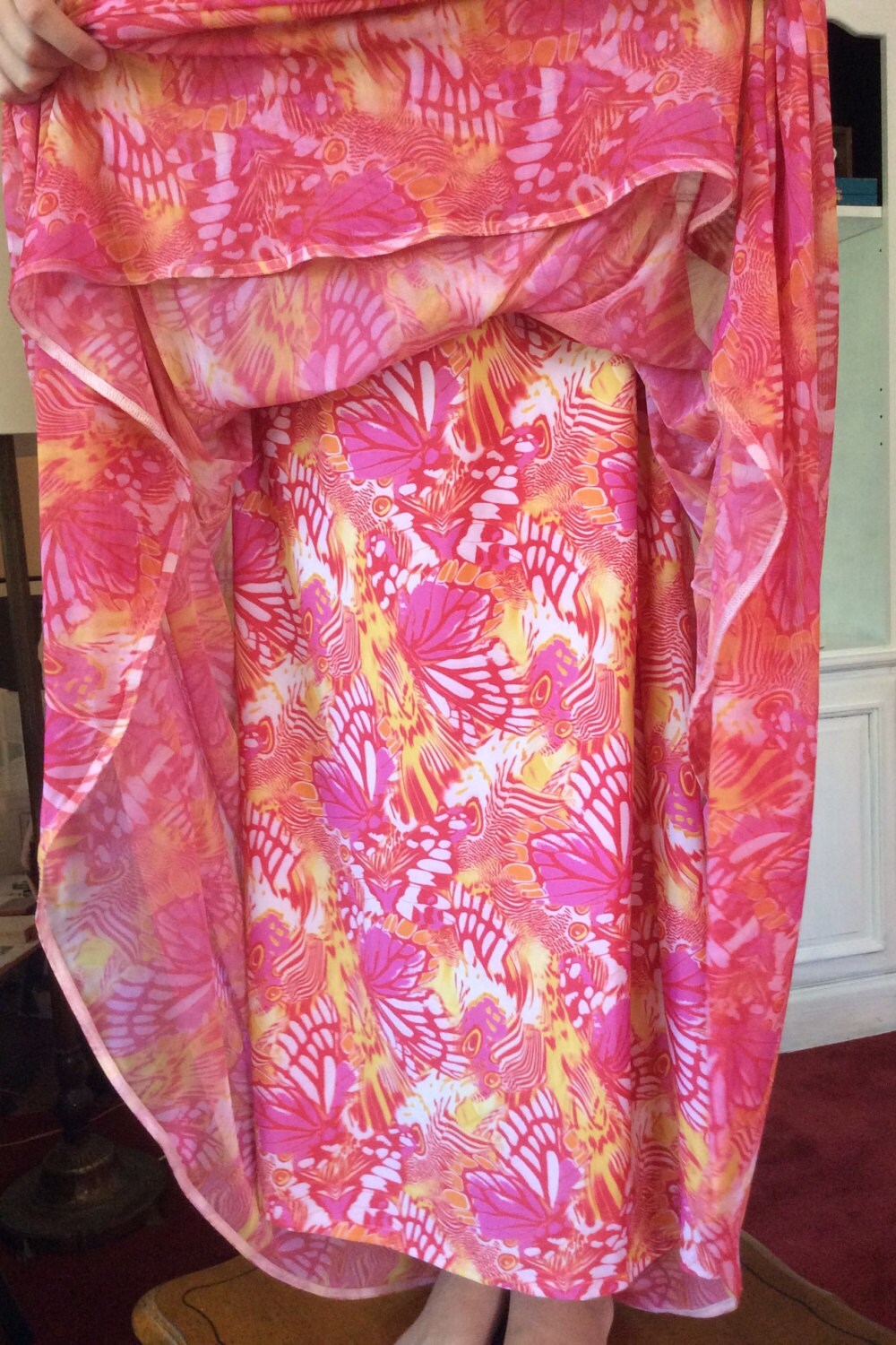 Long Sheer Tulle Dress Printed with Butterflies Double Dress | Etsy