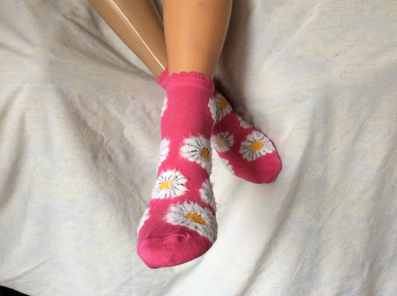 Fashion Cotton Socks Socks With Flowers Floral Design White - Etsy