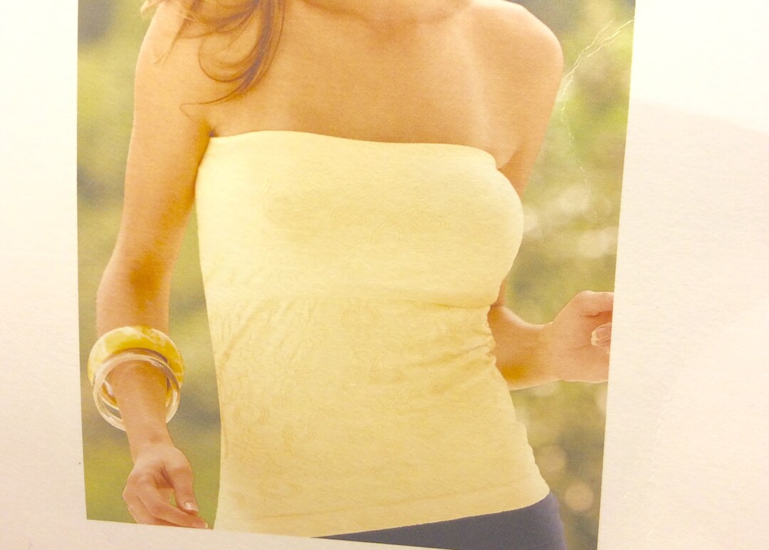 Strapless White Bustier Tube Seamless Stretch Top With Cup Bra Double ...