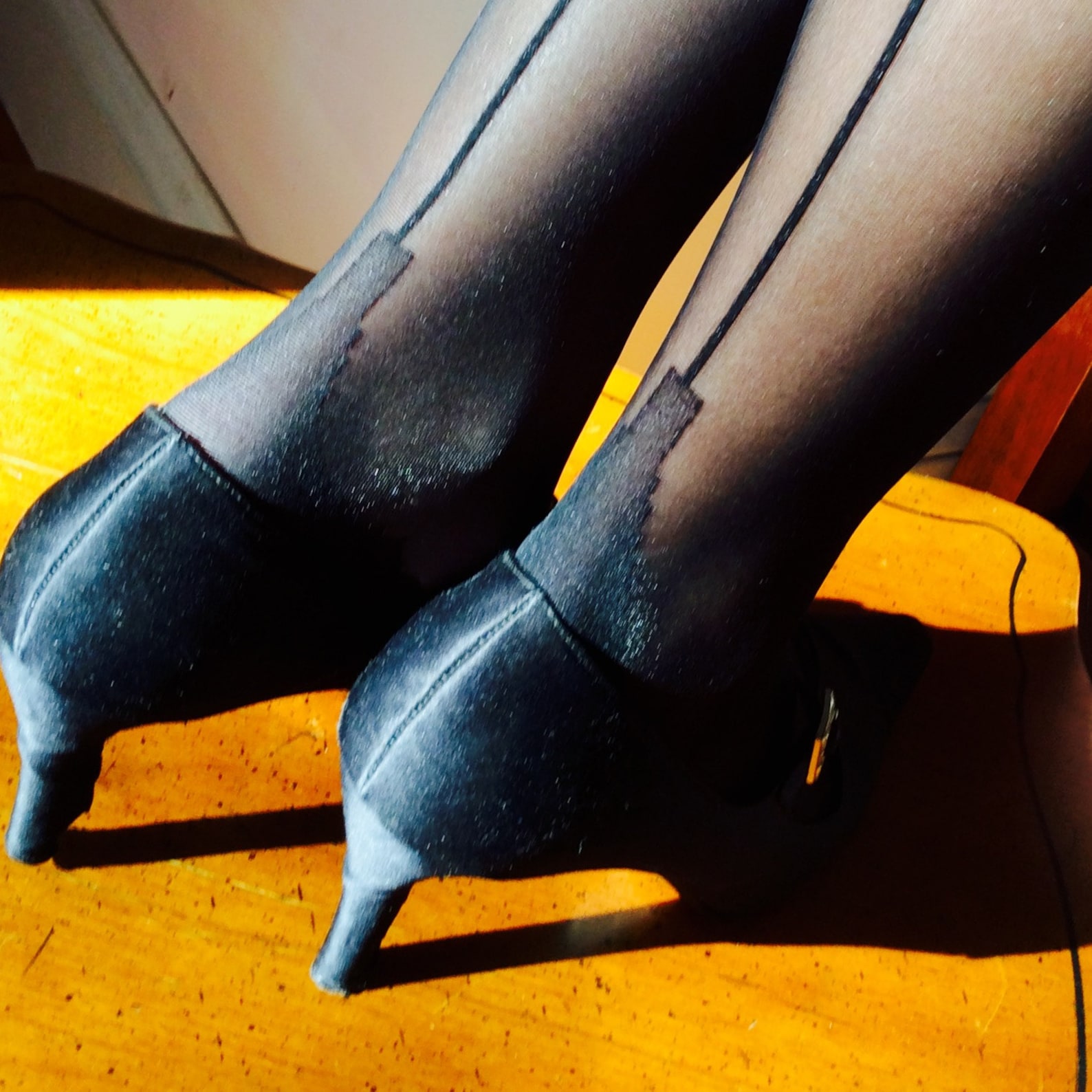 Vintage Seamed Cuban Heel Tights: Retro Black Pantyhose, Made in Italy ...
