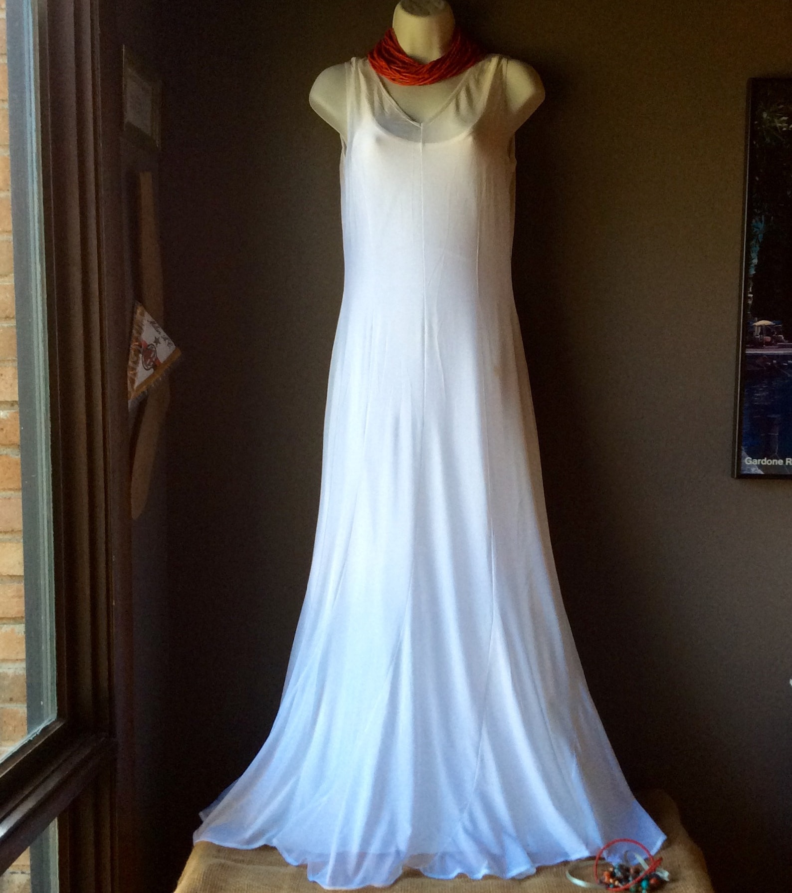 Sheer Tulle Long Dress, Silky Stretch Mesh, Asymmetrical Hem. Y2K Italy ...