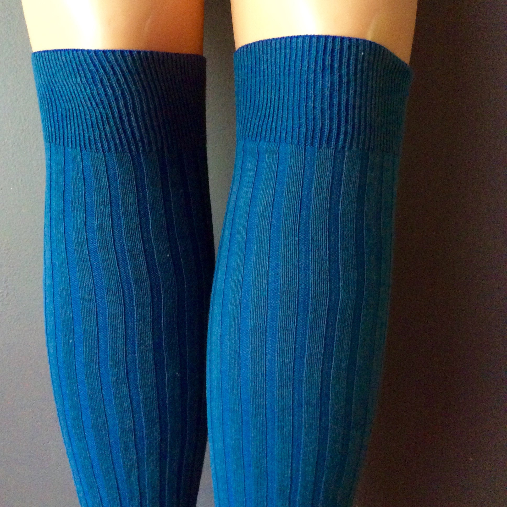 Blue Knee High Socks High Quality Cotton Ribbed Trouser Socks - Etsy