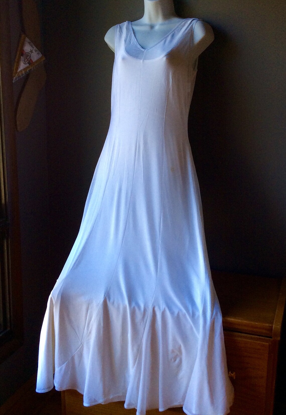 Sheer Tulle Long Dress, Silky Stretch Mesh, Asymmetrical Hem. Y2K Italy ...