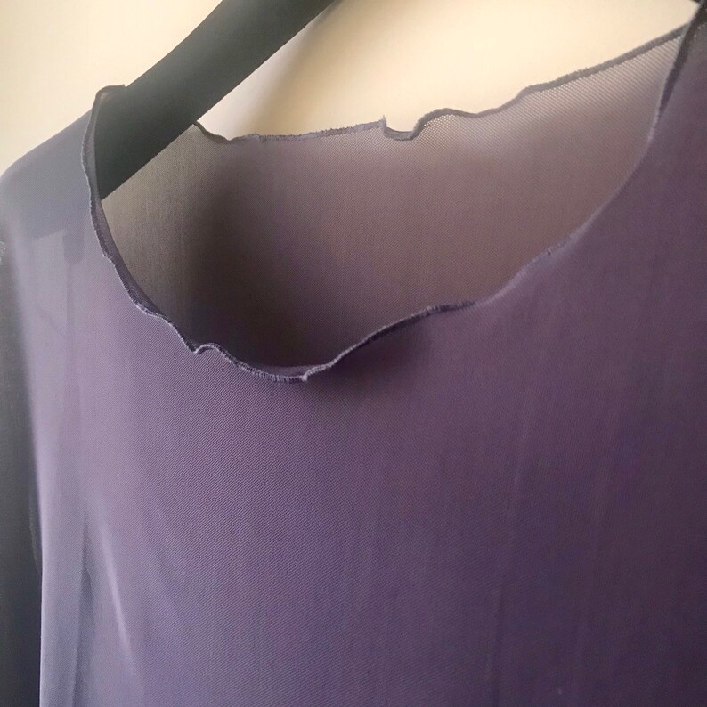 Sheer Mesh Long Sleeve Tunic With Side Split. Transparent Gray Tulle ...