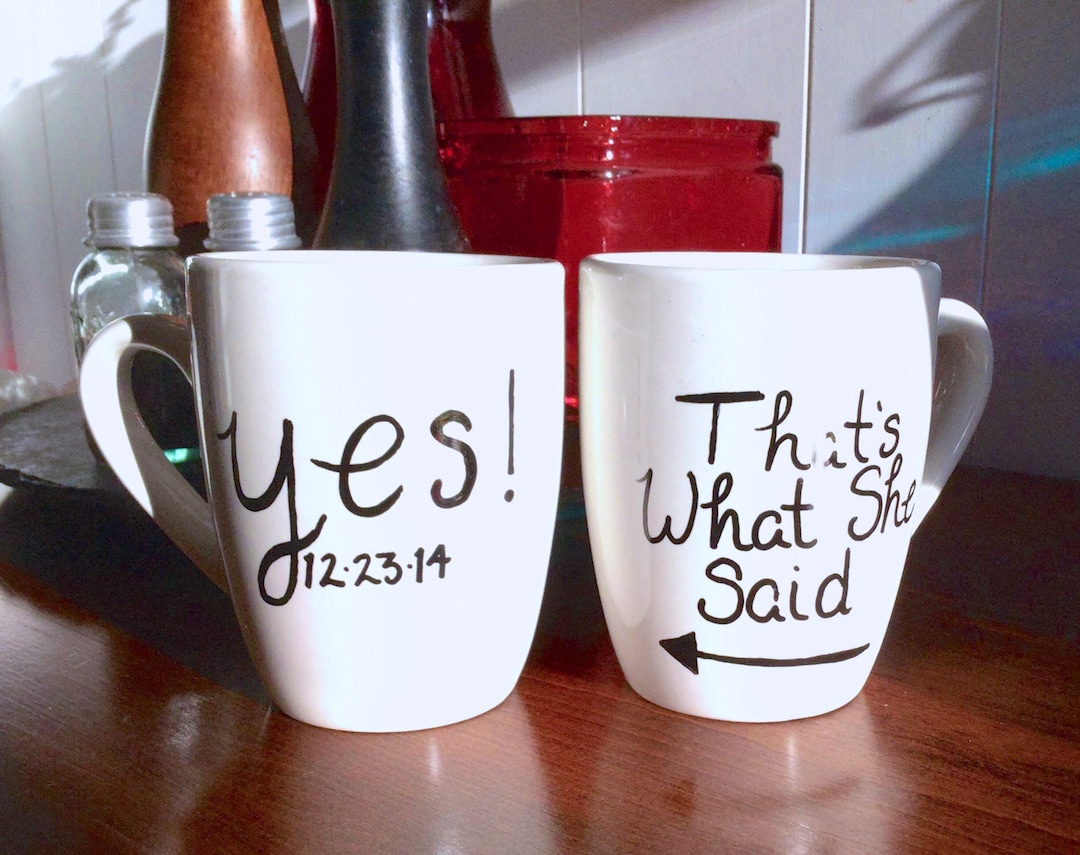 Yes! Custom Personalized Engagement Mug Set (2 Mugs) - Etsy