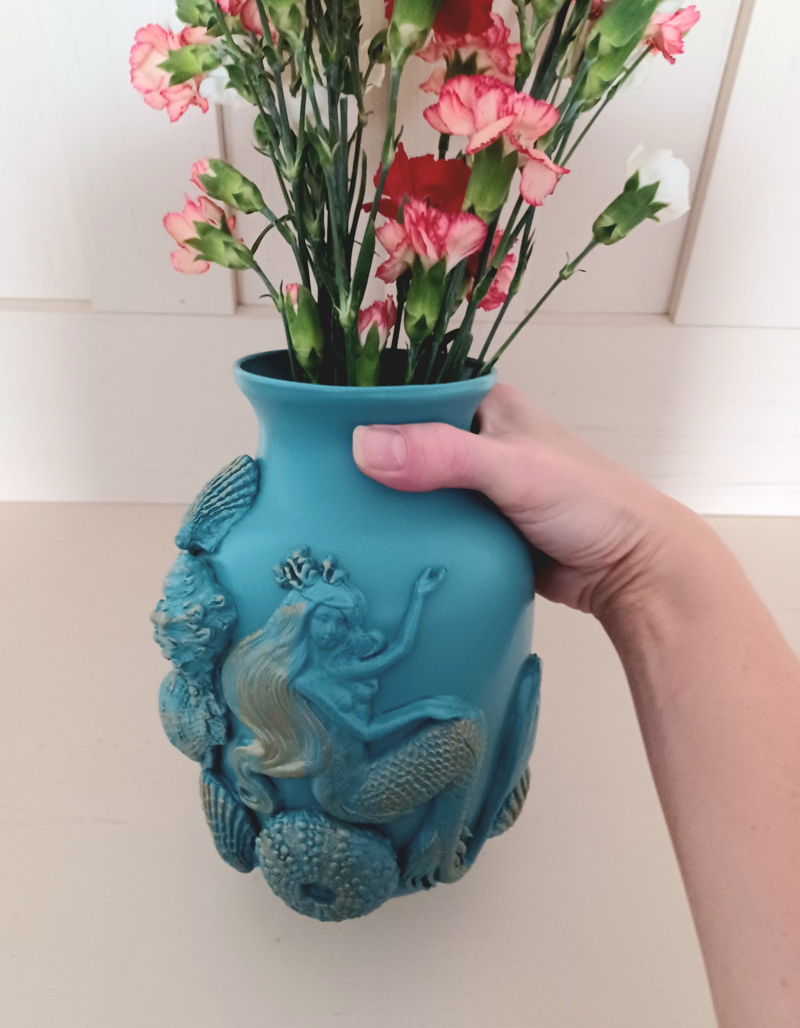 Mermaid Vase Mermaid Decor Nautical Vase Seashell Vase - Etsy