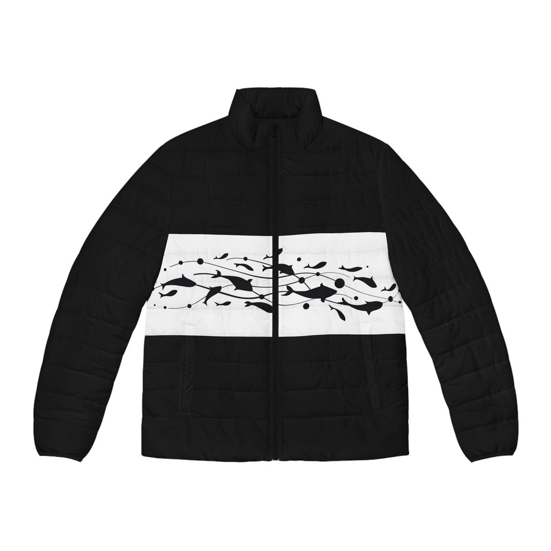 Mens Fish Pattern Puffer Jacket Winter Coat Outdoor Jacket - Etsy