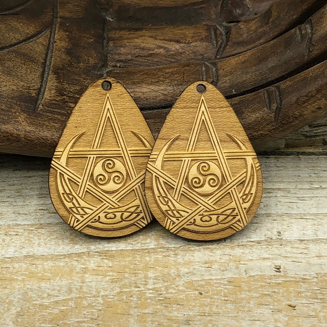 SS098R Pagan Star Pentagram Eggdrop Charms in Unfinished Solid ...