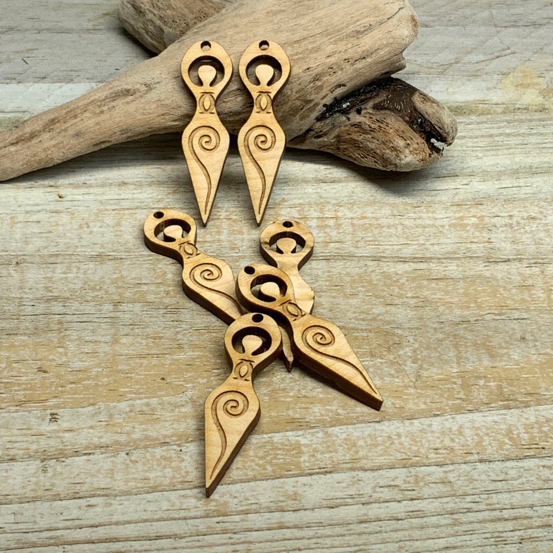 SS211 pagan Goddess in Unfinished Solid Maple Engraved Charms | Etsy