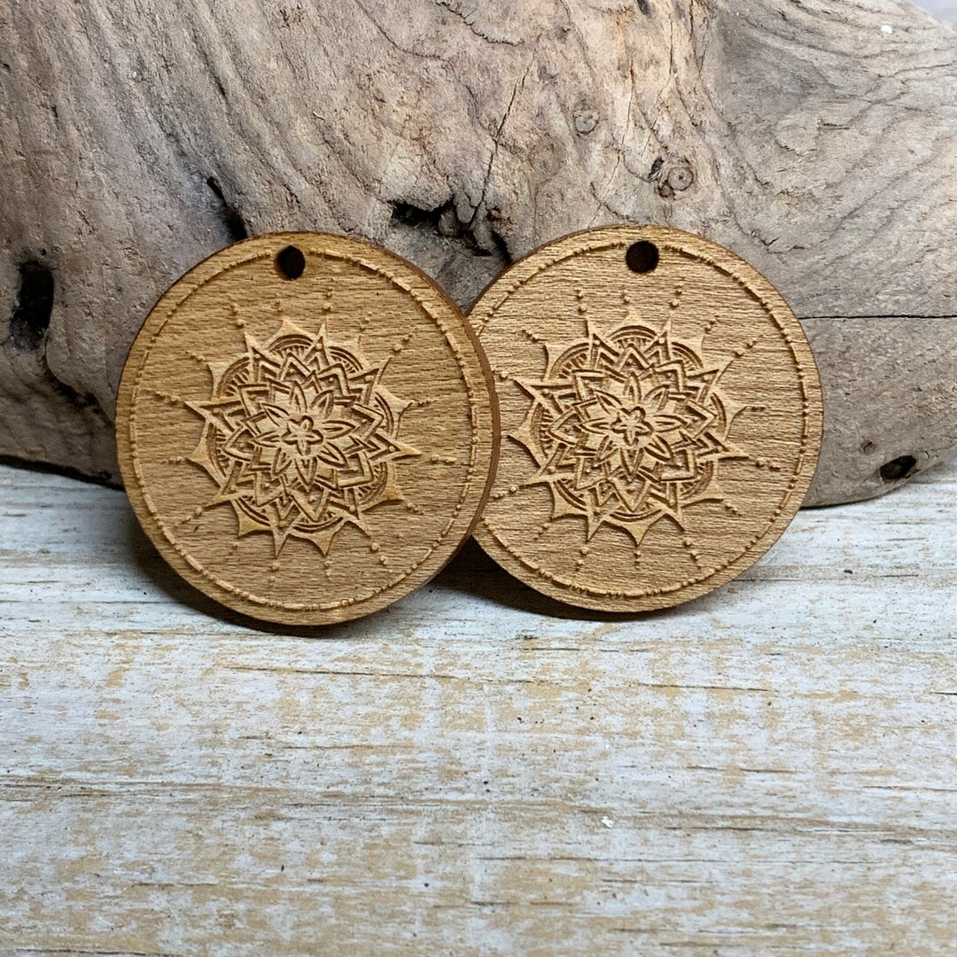 SS182R Raised Mandala Discs in Unfinished Solid Hardwood Engraved ...